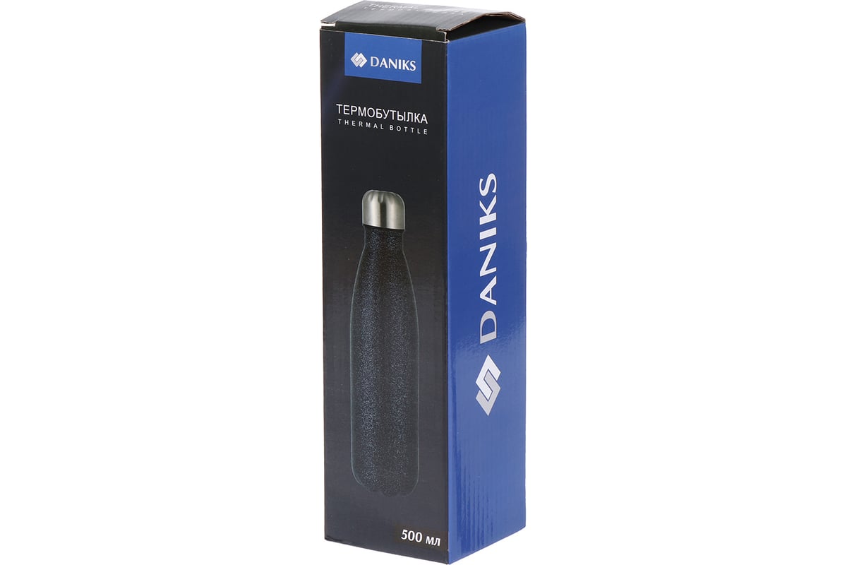 Термобутылка DANIKS sl-50zl7, 0.5 л, узкое горло, черный глитер 396561 - выгодная цена, отзывы ...