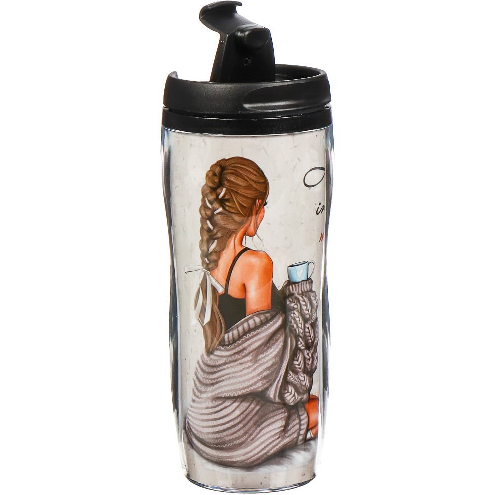 Термокружка DANIKS пластик, 0.38 л, девушка и мечты, колба пластик, yycf001-27 435629 - выгодная ...