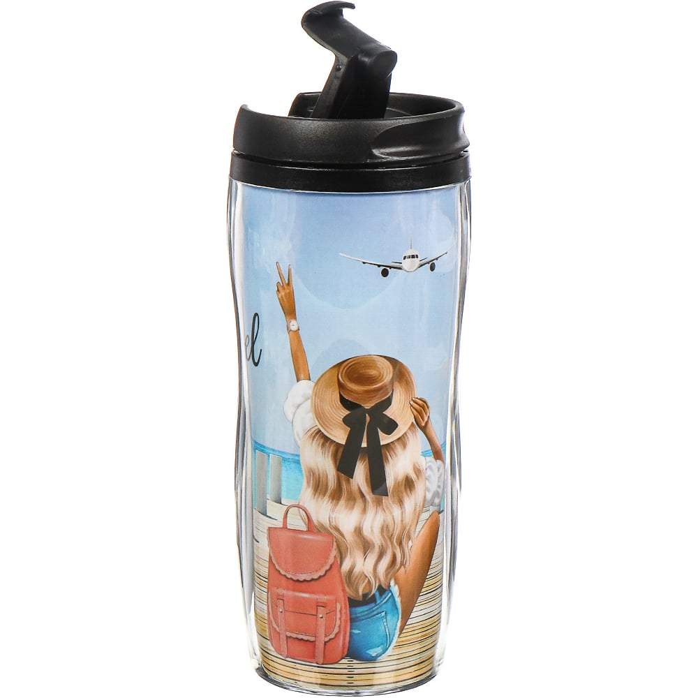 Термокружка DANIKS пластик, 0.38 л, девушка на пирсе, колба пластик, yycf001-28 435630 ...