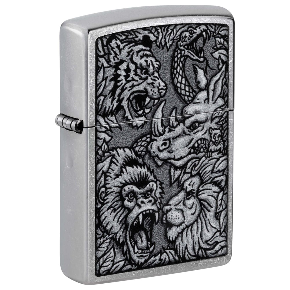 Зажигалка Zippo Jungle Design с покрытием Street Chrome, латунь/сталь ...