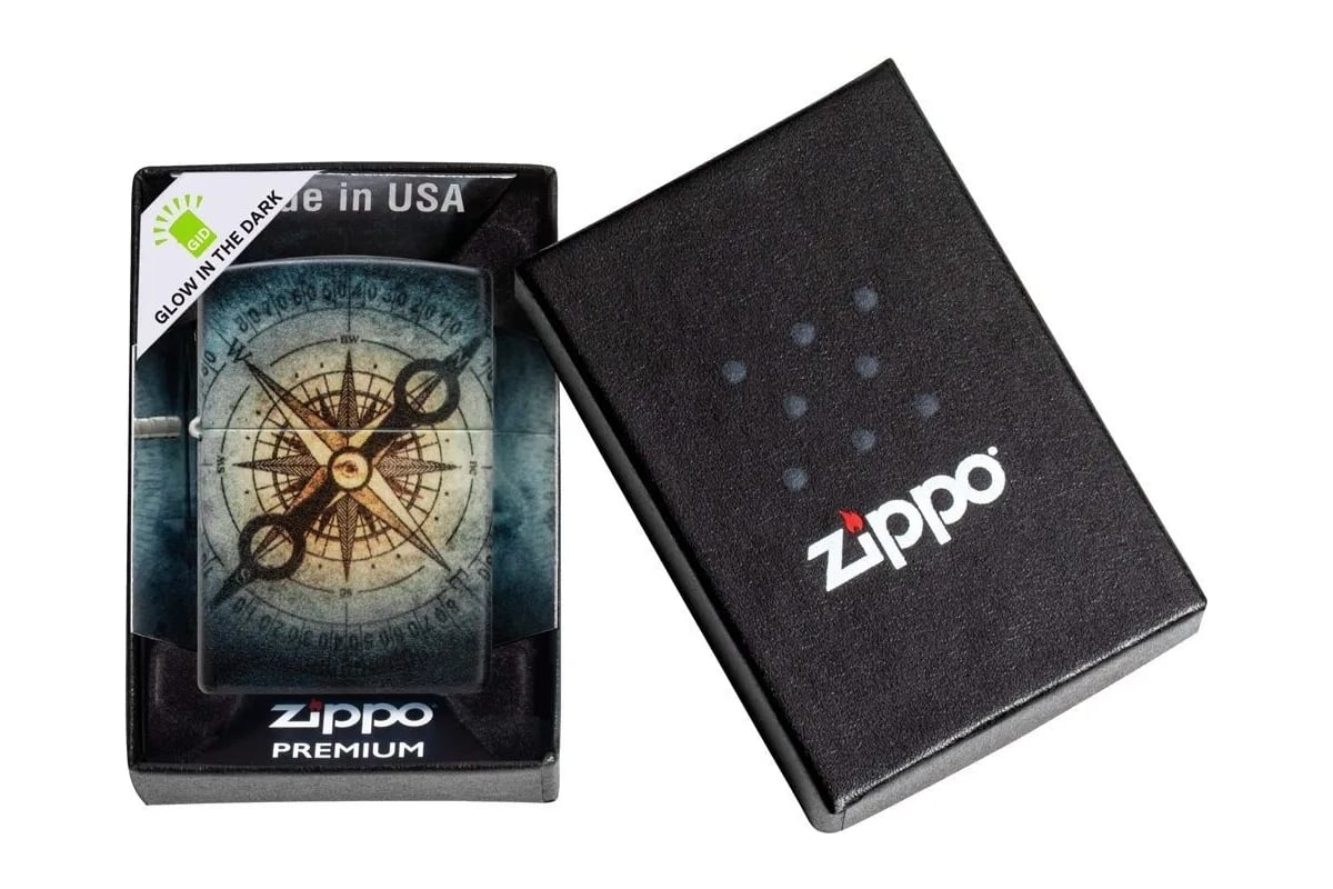 Зажигалка Zippo Compass Ghost с покрытием Glow In The Dark Green ...