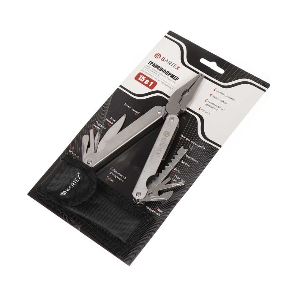 BARTEX Мультитул-трансформер 15 функций, с чехлом, 156 мм, BARTEX (16181) 317097 - выгодная цена ...