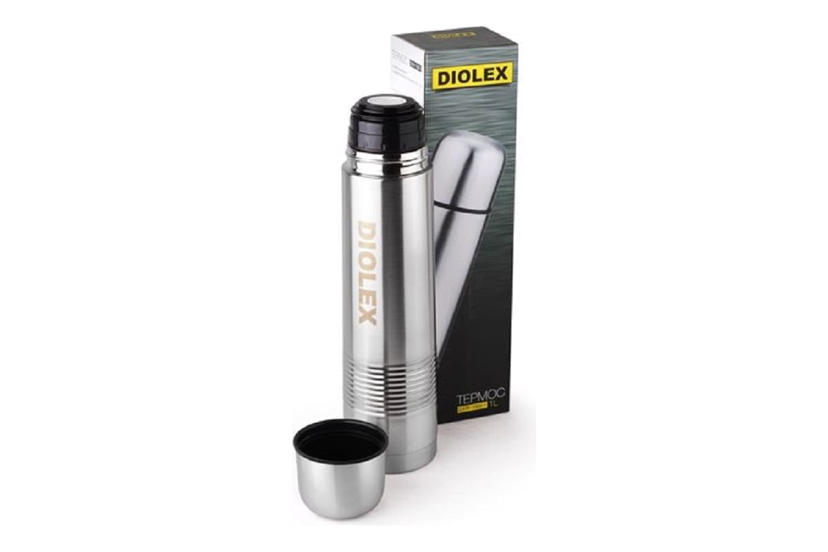 Термос с узким горлом DIOLEX c ребристой поверхностью на корпусе, 1 л ...