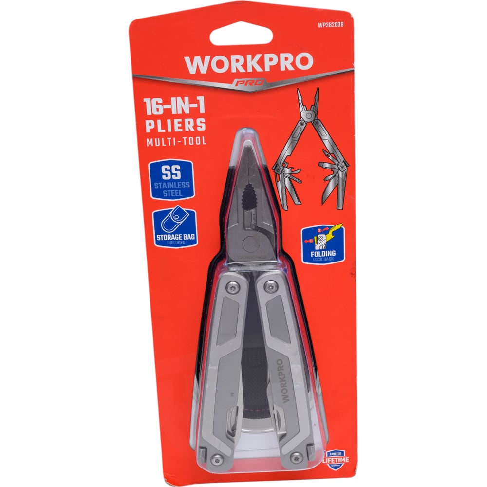 Мультитул-пассатижи 16в1 WORKPRO 178 мм, нержавеющая сталь WP382008 - выгодная цена, отзывы ...