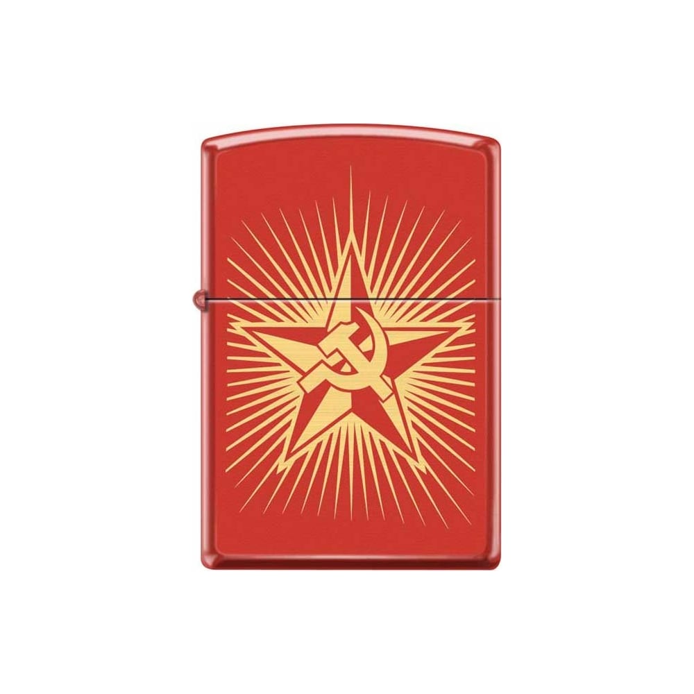 Зажигалка Zippo Серп и Молот на Звезде, с покрытием Red Matte, 38x13x57 ...