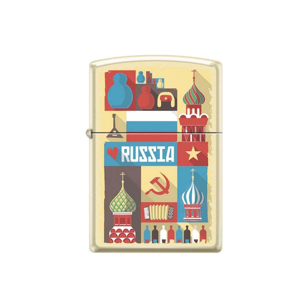 Зажигалка Zippo Открытка из России, с покрытием Cream Matte, 38x13x57 ...