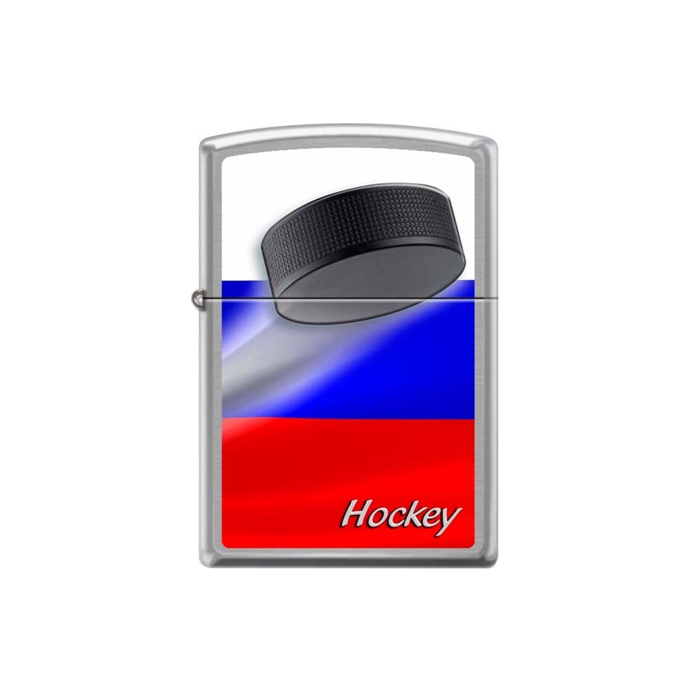 Зажигалка Zippo Российский хоккей, с покрытием Brushed Chrome, 38x13x57 ...