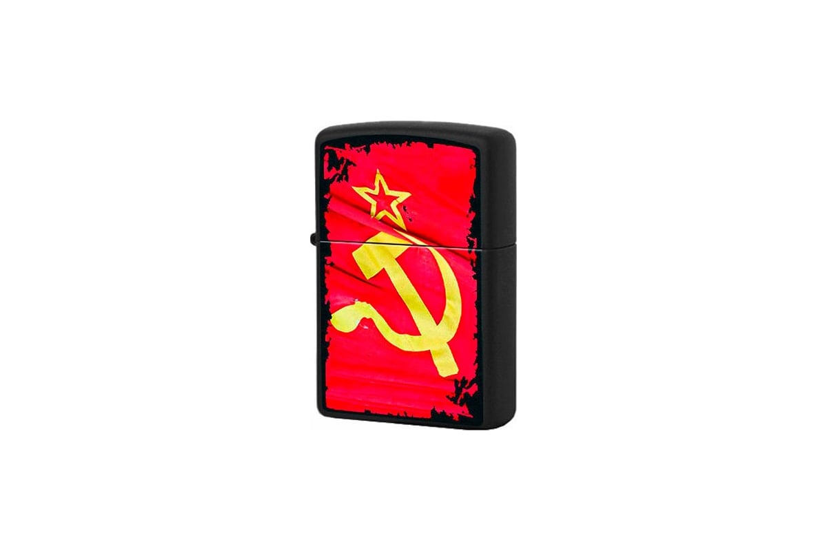 Зажигалка Zippo Серп и Молот, с покрытием Black Matte, 38x13x57 мм, 218 ...