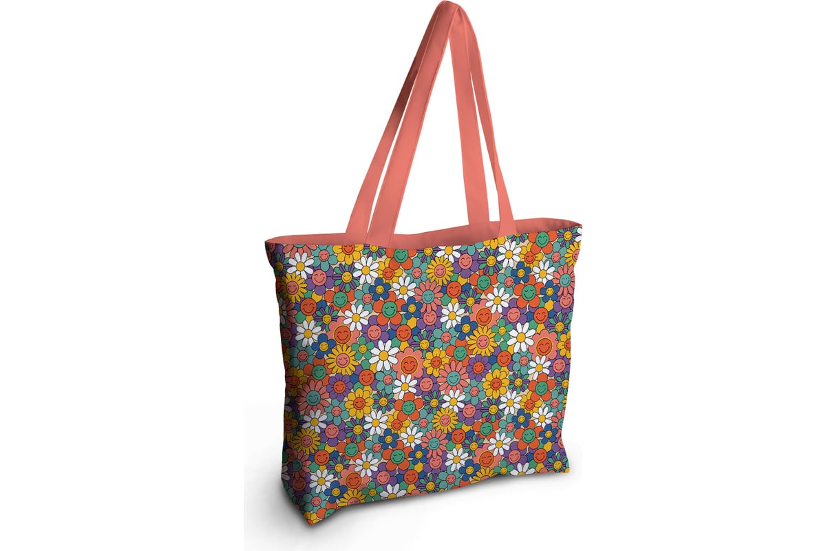 Женская спортивная пляжная сумка JOYARTY Поле улыбок, текстильная, на молнии, 49x36 см bsz ...