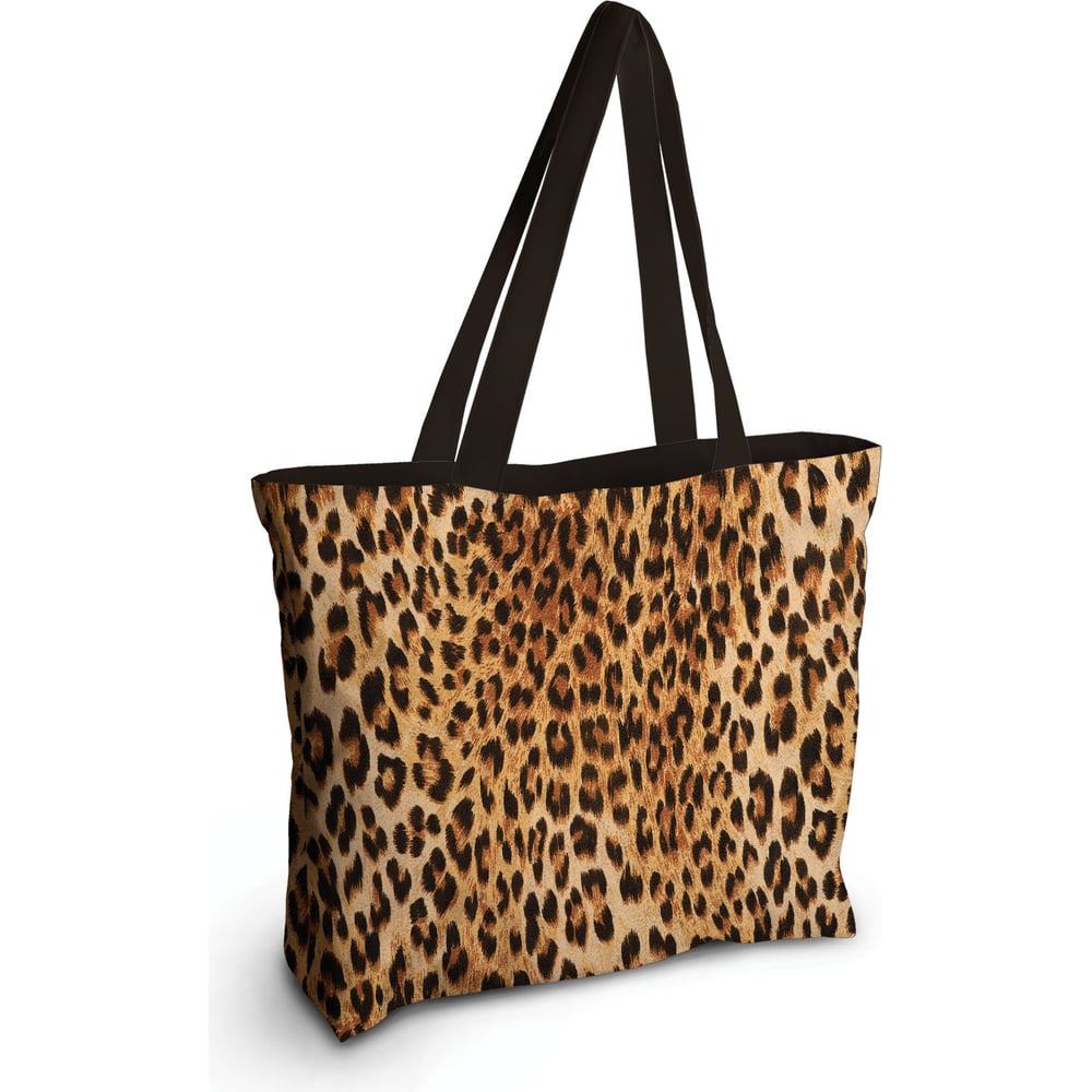 Женская спортивная пляжная сумка JOYARTY Классический леопард, текстильная, на молнии, 49x36 см ...