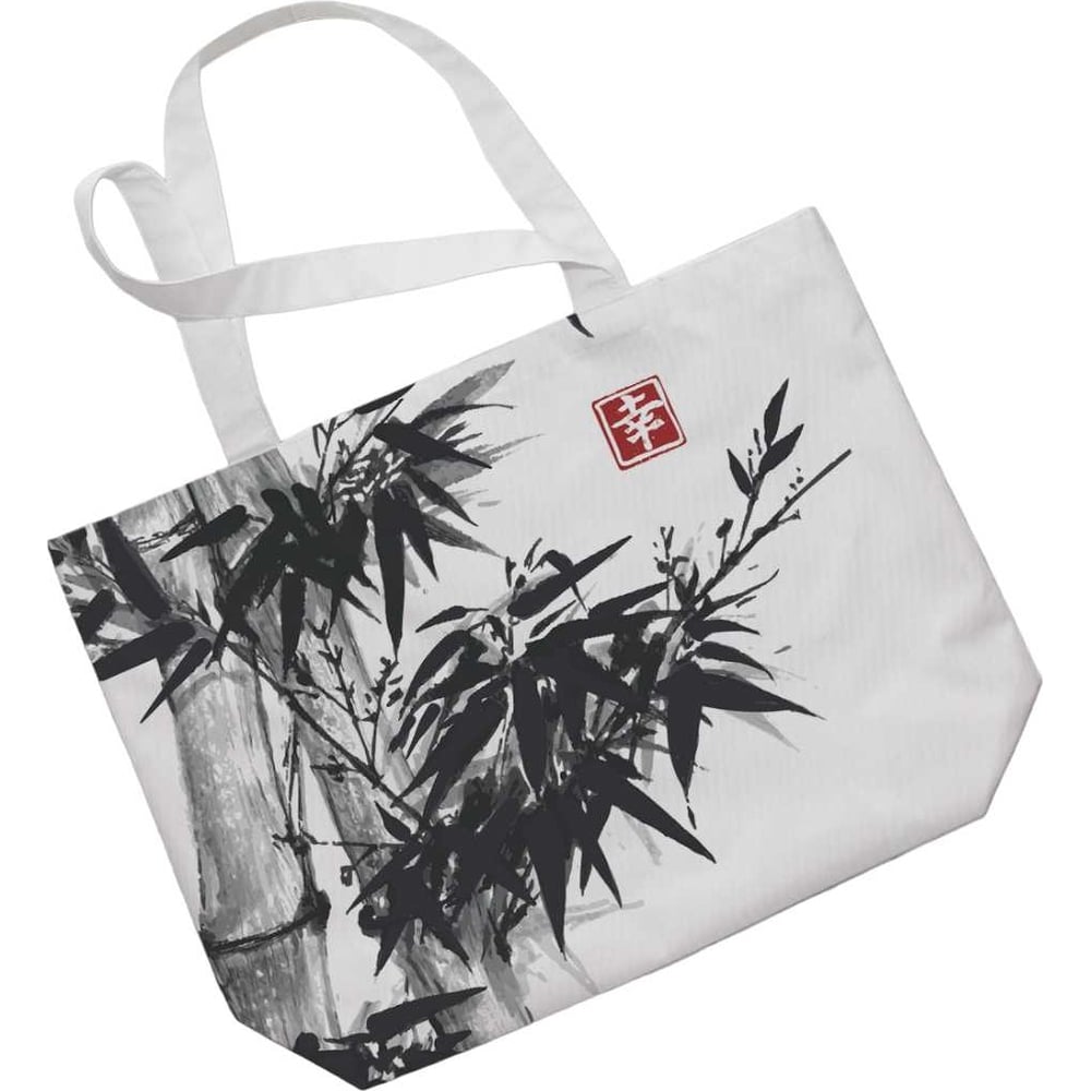 Женская спортивная пляжная сумка JOYARTY Акварельный бамбук, текстильная, на молнии, 49x36 см ...