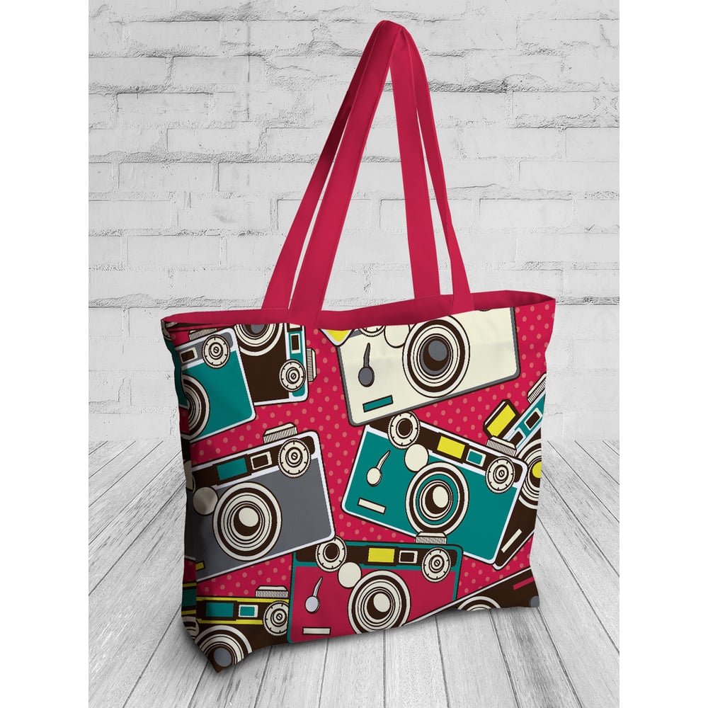 Женская спортивная пляжная сумка JOYARTY Винтажный фотоаппарат, текстильная, на молнии, 49x36 см ...
