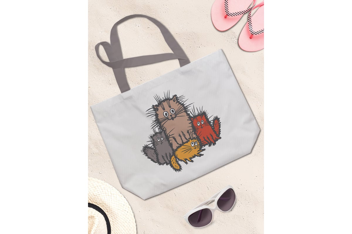 Женская спортивная пляжная сумка JOYARTY Озорные коты, текстильная, на молнии, 49x36 см bsz ...