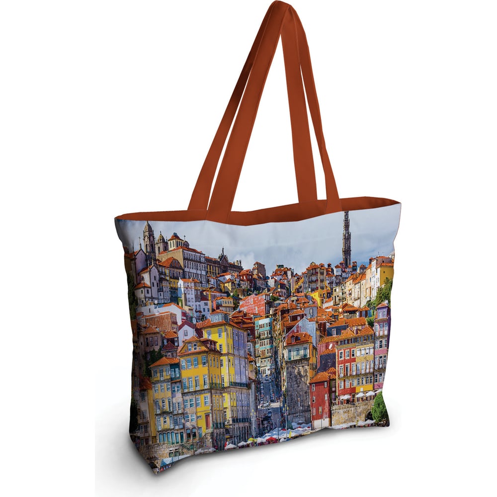 Женская спортивная пляжная сумка JOYARTY Город на холмах, текстильная, на молнии, 49x36 см bsz ...