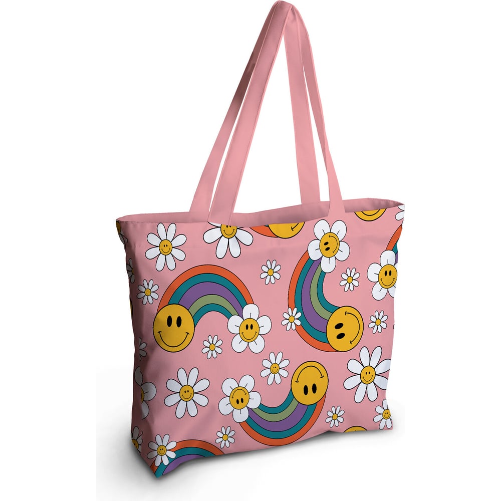 Женская спортивная пляжная сумка JOYARTY Ромашки и радуга, текстильная, на молнии, 49x36 см bsz ...