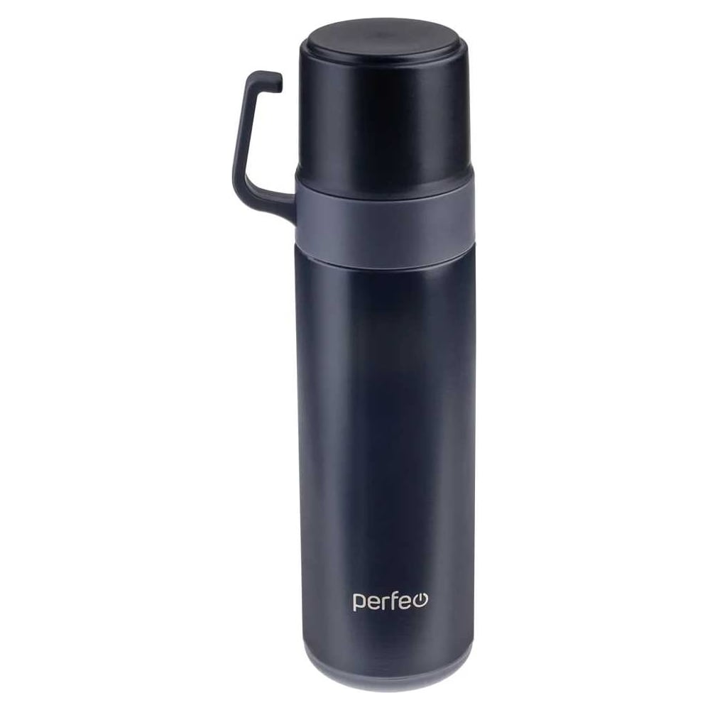 Термос для напитков с пробкой-кнопкой, кружкой Perfeo 0,6 л, черный 30017309 - выгодная цена ...
