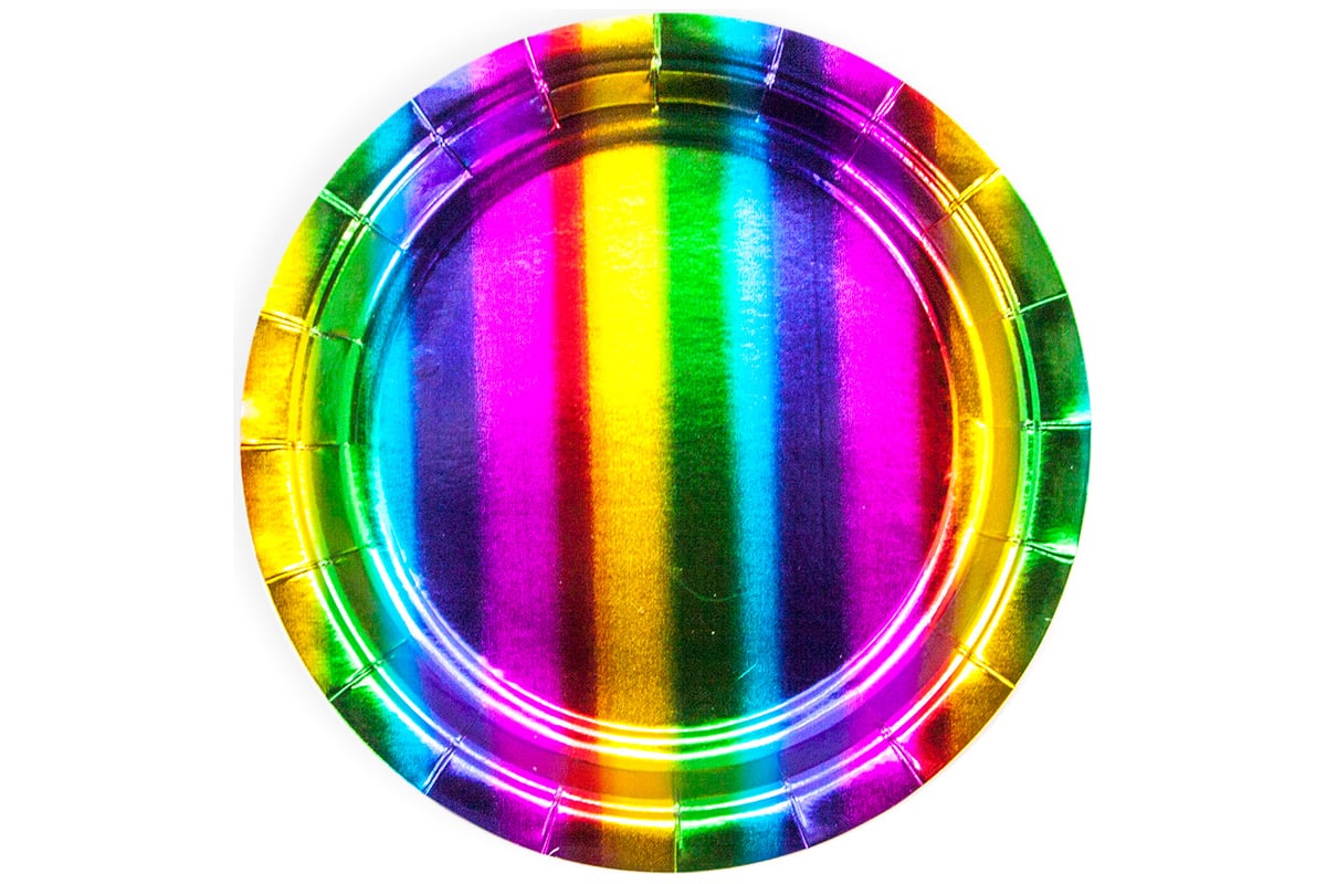 Тарелки Волна веселья 9''/23 см, Радужный, Голография, 6 шт. 625022 ...