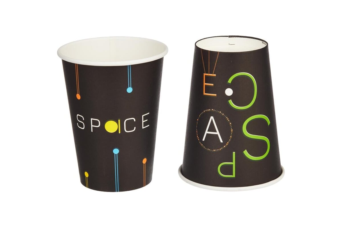 Одноразовый стакан Комус бумажный, 1 слой, 350 мл, d-90 мм, космос микс ...