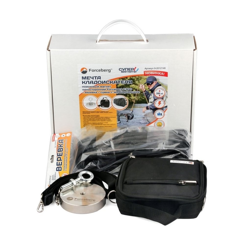 Поисковый магнит Forceberg F300 Мечта кладоискателя, веревка, сумка с ...