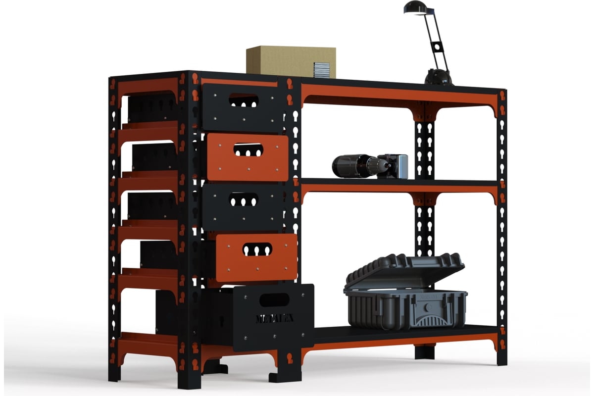 Стол-верстак ООО Металекс c одной тумбой, 950x1600x600 мм оранжево ...