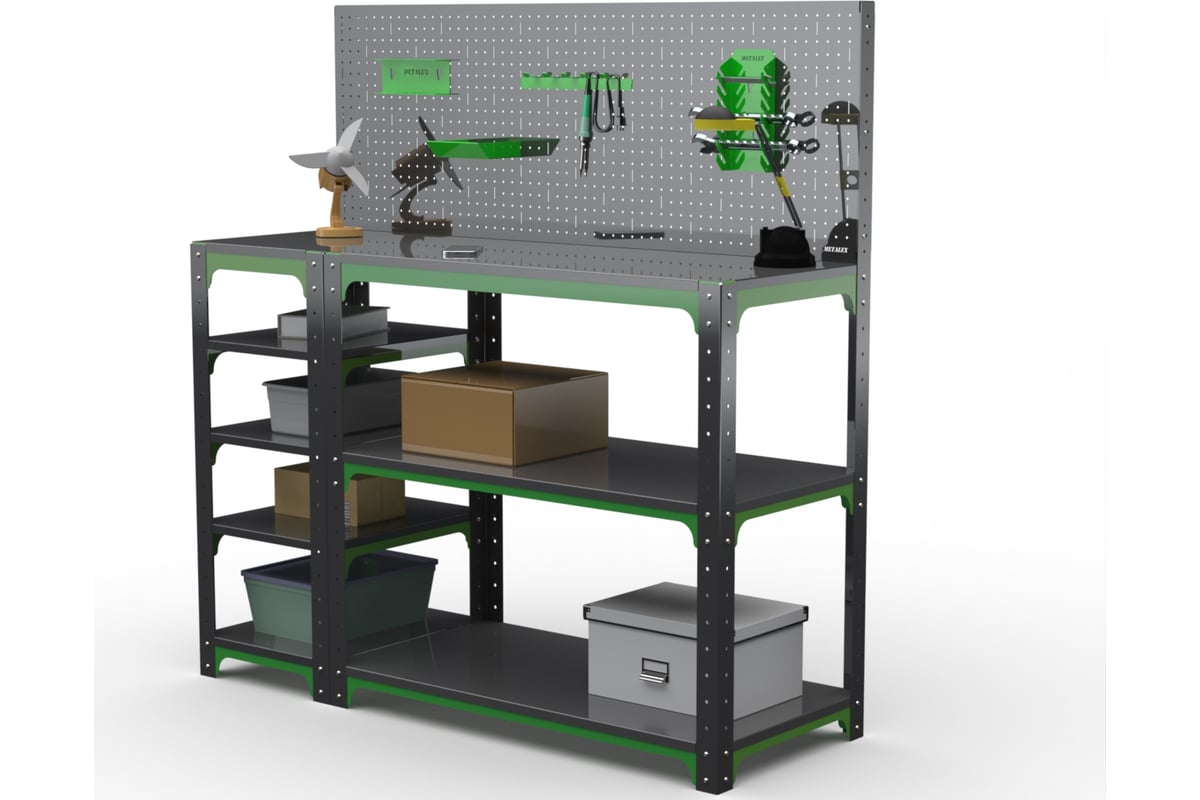 Стол-верстак ООО Металекс Metalex серия KIT 950х1000х500 с боковыми ...