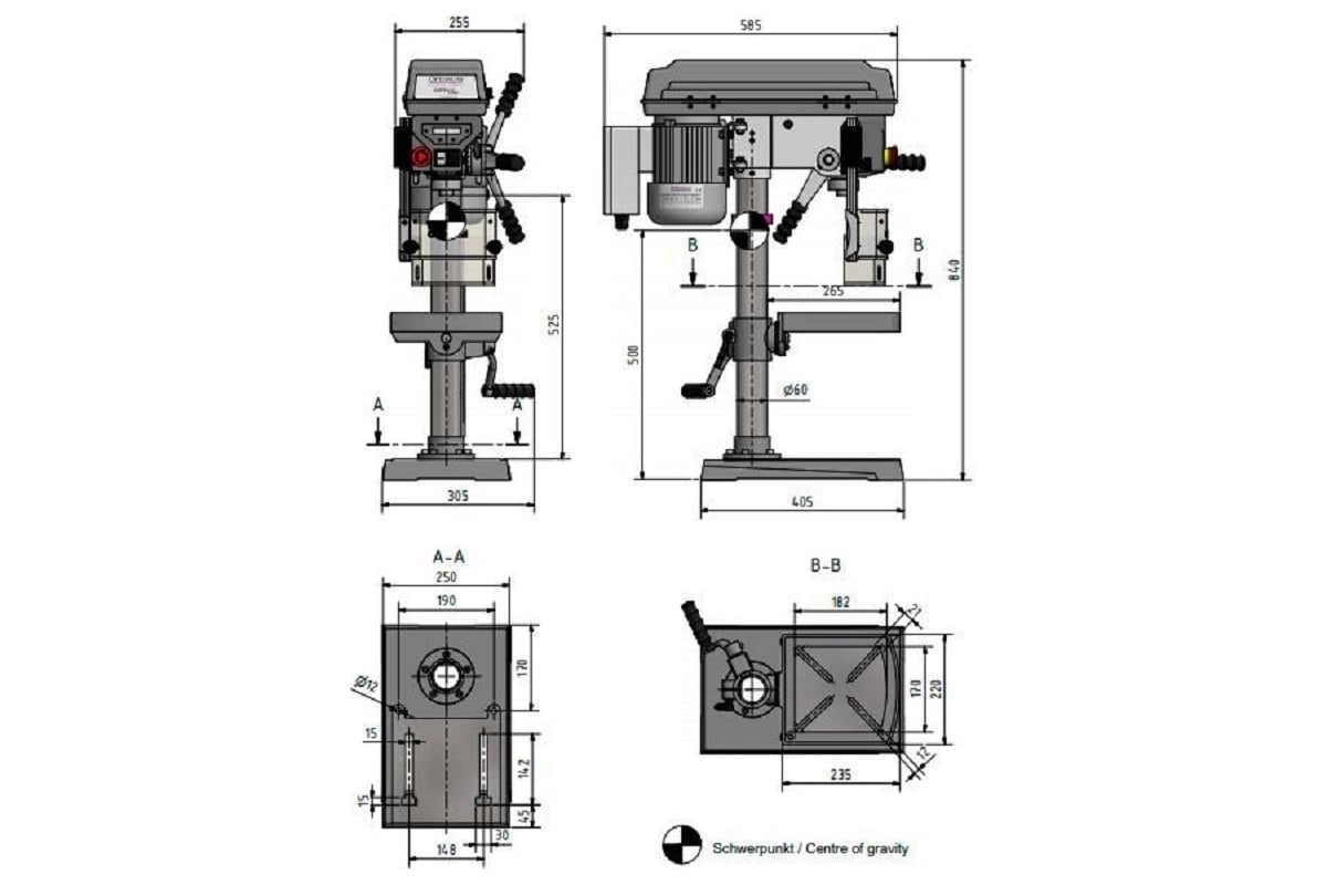Настольный вертикально-сверлильный станок Optimum OPTIdrill D17Pro 0.5 ...