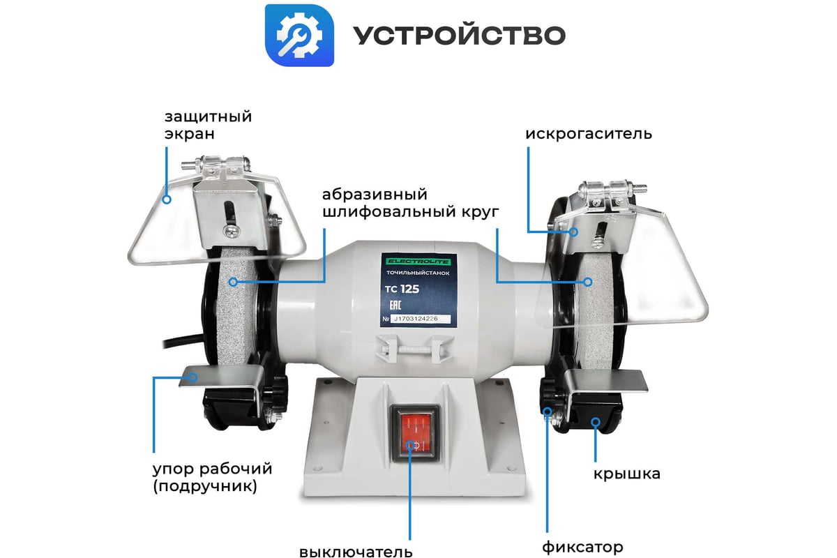 Точильный настольный станок Electrolite / Электрическое точило для ...