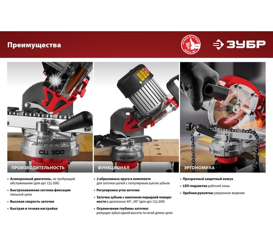 Заточной станок для пильных цепей ЗУБР d145 мм, 230 Вт СЦ-300 ...