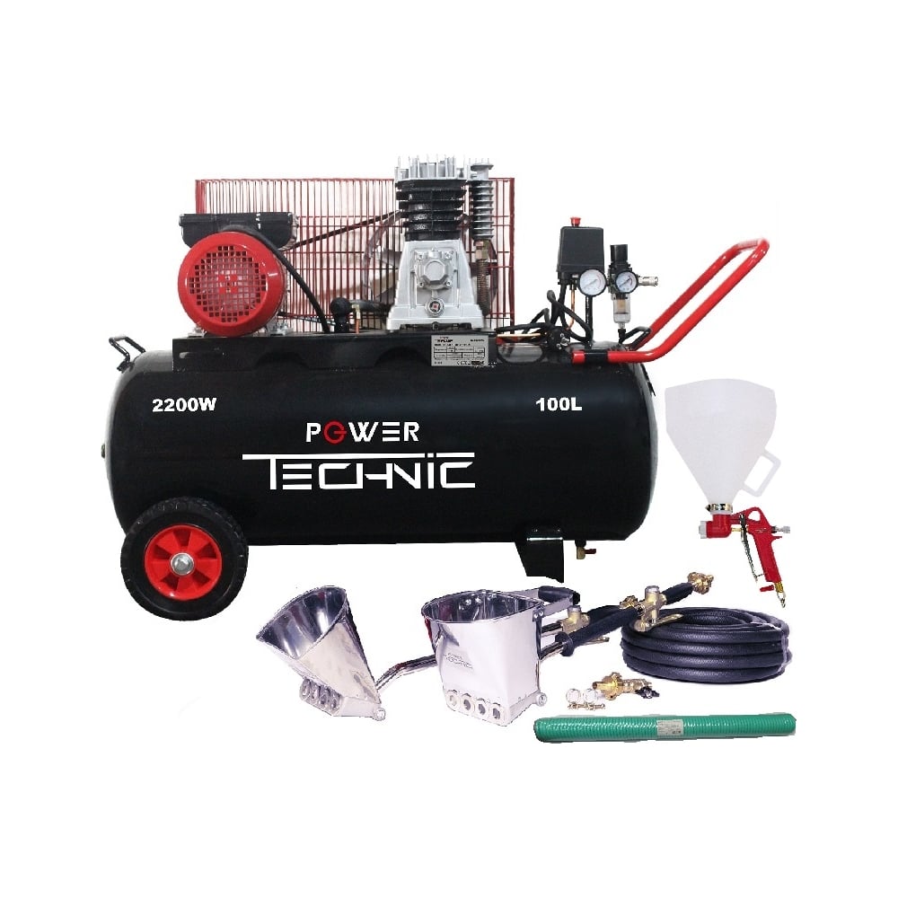 Штукатурная проф. мини-станция с компрессором 100 л POWER TECHNIC 220 в, 2,2 квт, до 60 кв.м/ч ...