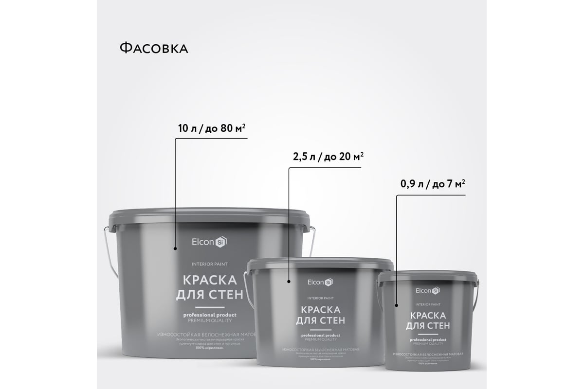 Акриловая краска премиум-класса Elcon декоративная, моющаяся ...