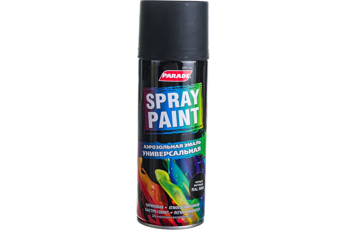 Аэрозольная эмаль PARADE SPRAY PAINT RAL 9005 Черный матовый Лк ...