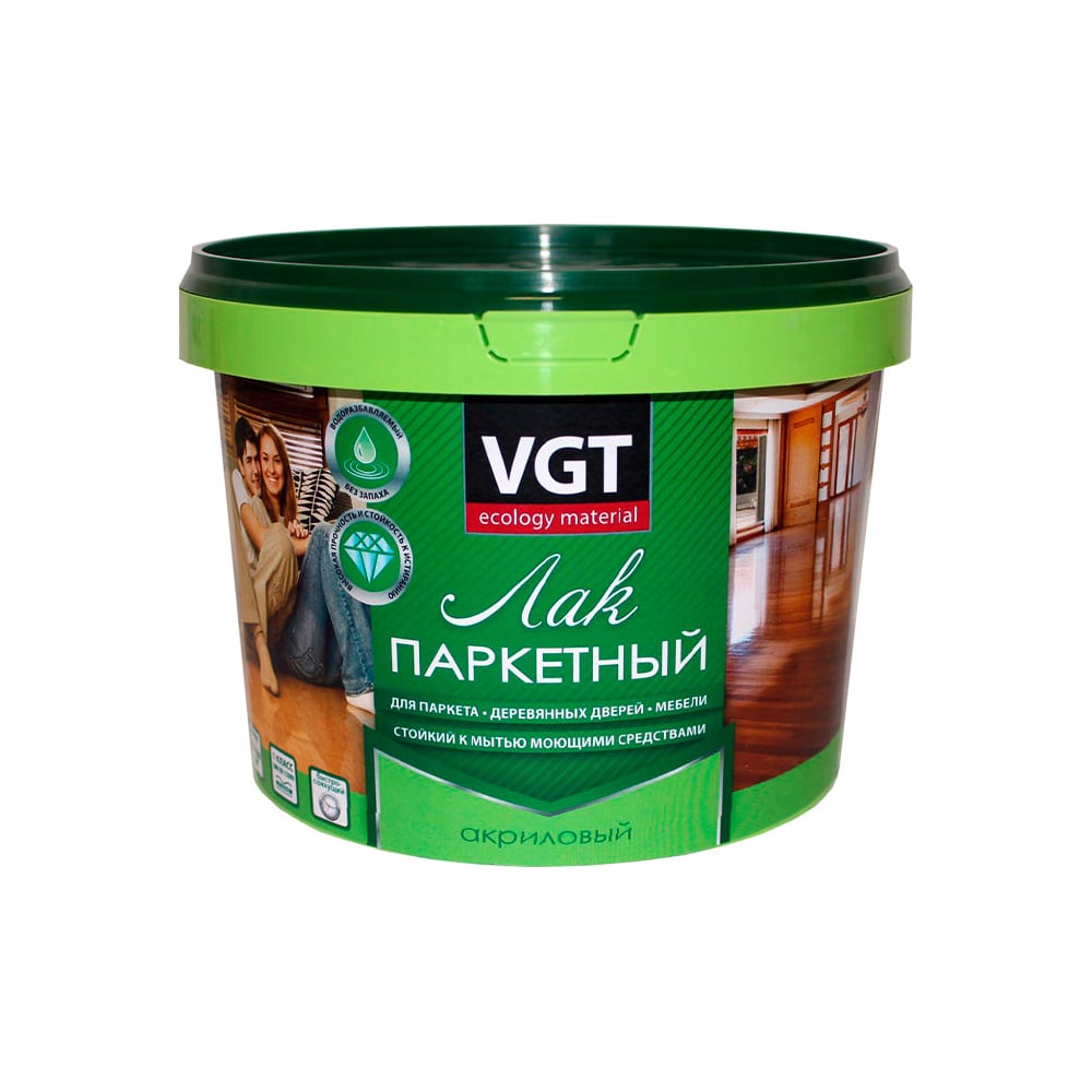 Акриловый лак VGT для паркета и дерева внутри помещений, матовый 2,2 кг ...