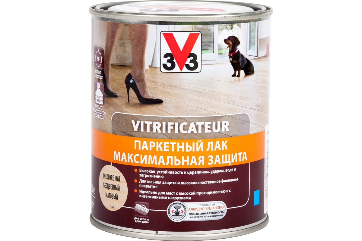 Полиуретановый алкидный паркетный лак V33 максимальная защита матовый ...
