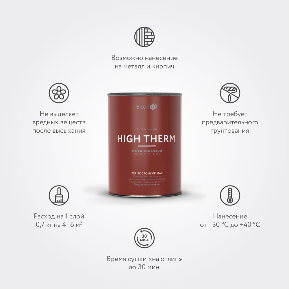 Термостойкий лак для печей и каминов, камня, кирпича, металла Elcon ...