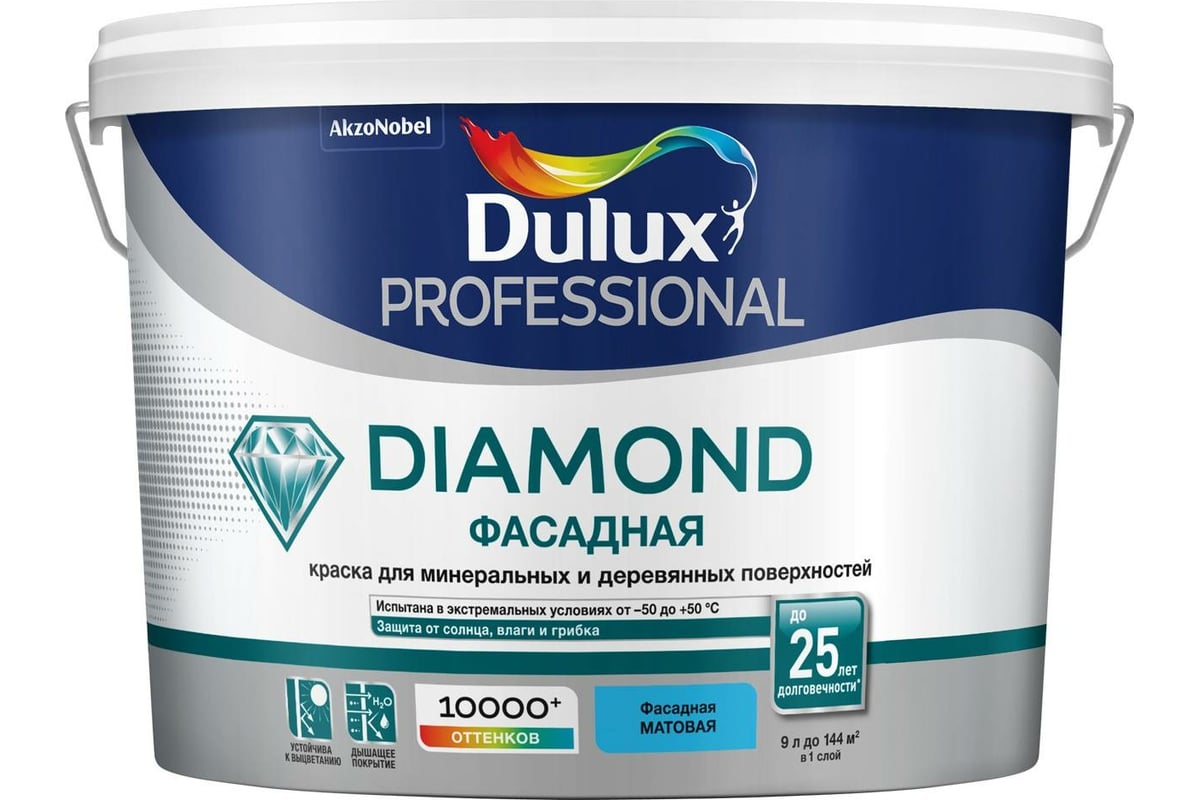 Фасадная краска DULUX DIAMOND для минеральных и деревянных поверхностей ...
