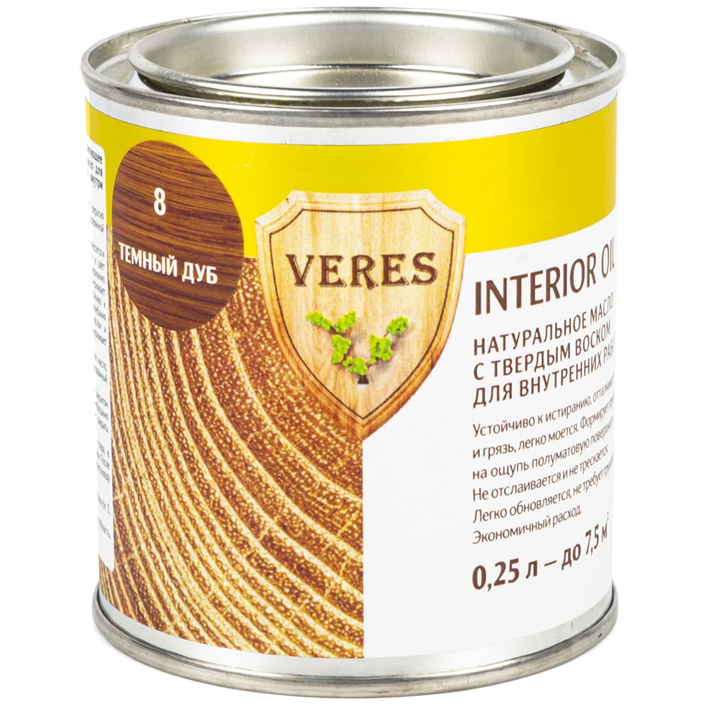 Масло Veres Oil Interior для внутренних работ №8 темный дуб 0.25 л 1/6 ...