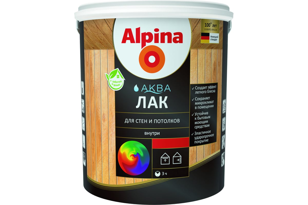 Лак ALPINA SVT AQUA акриловый, для стен и потолков, шелковисто-матовый ...