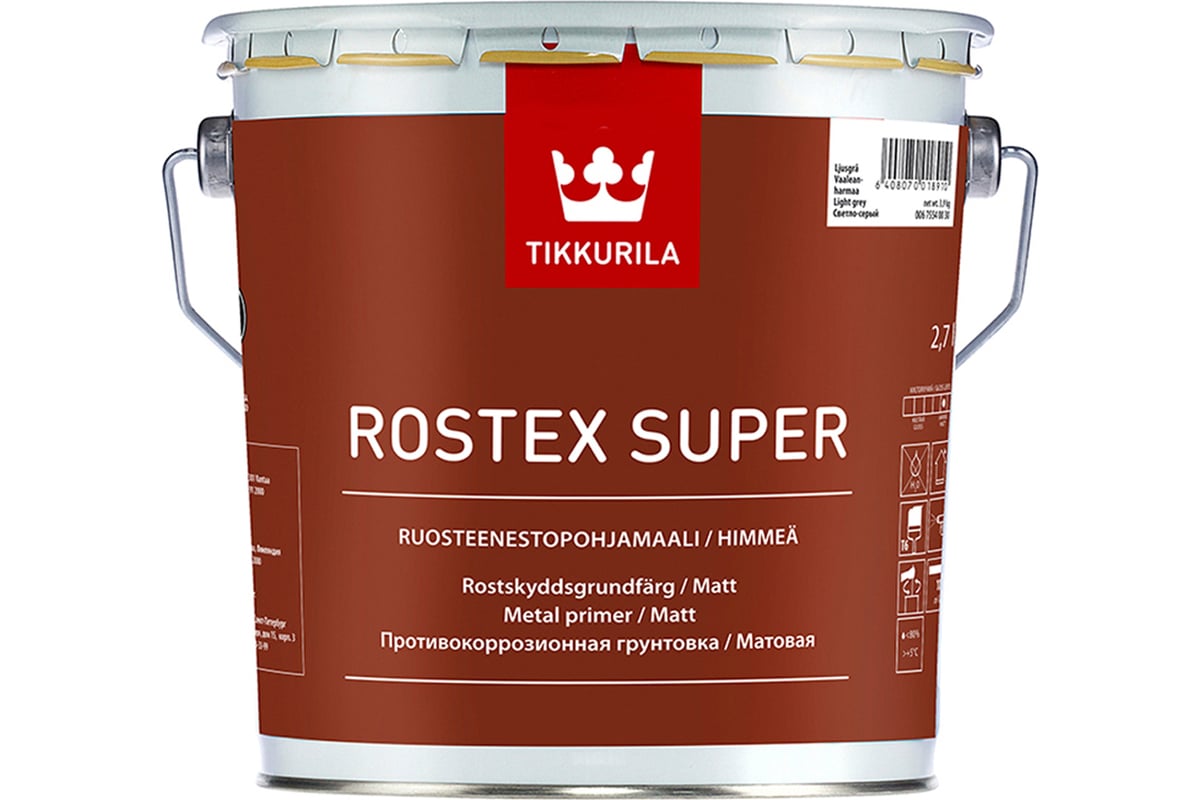 Грунтовка TIKKURILA ROSTEX SUPER для металла противокоррозийная ...