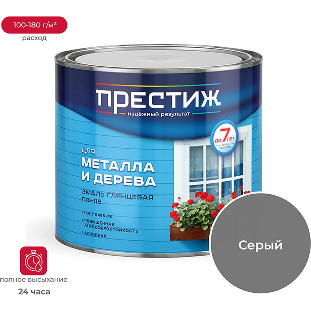 Эмаль Престиж ПФ-115 серая 1,9 кг 6 21483 - выгодная цена, отзывы ...