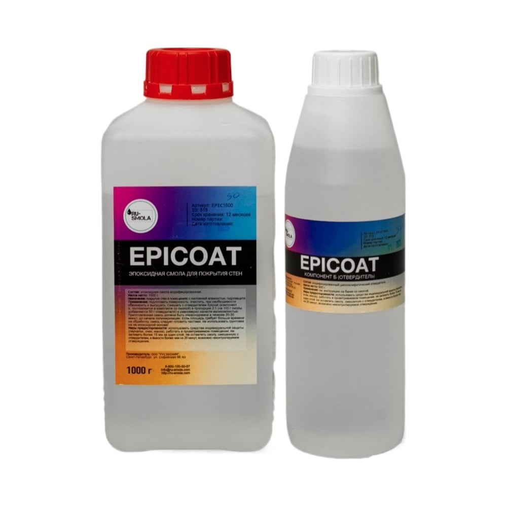 Эпоксидная смола РУ-СМОЛА для покрытия стен Epicoat 1,5 кг EPIC1500 ...