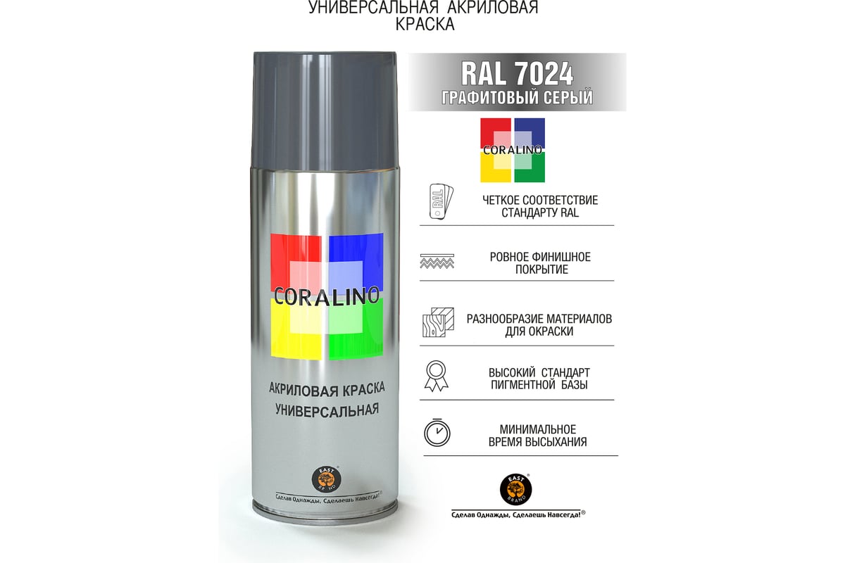 Аэрозольная краска CORALINO RAL7024 Графитовый серый С17024 - выгодная ...