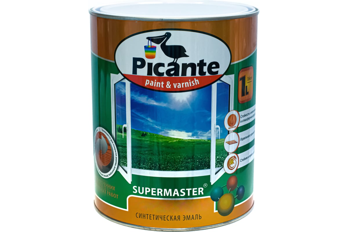 Глянцевая эмаль Picante SUPERMASTER эконом RAL 0006 желтая 2,5кг 10390 ...