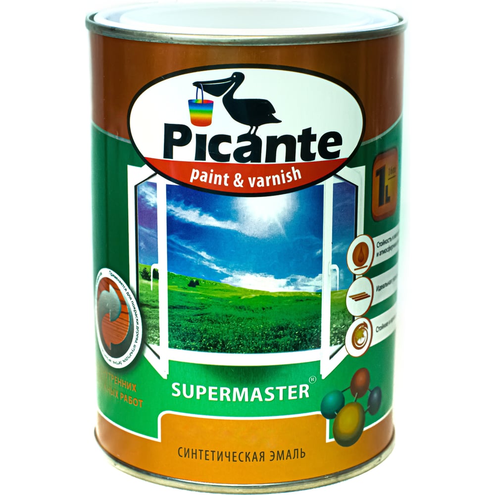 Глянцевая эмаль Picante SUPERMASTER эконом RAL 0006 желтая 0,75кг 10390 ...