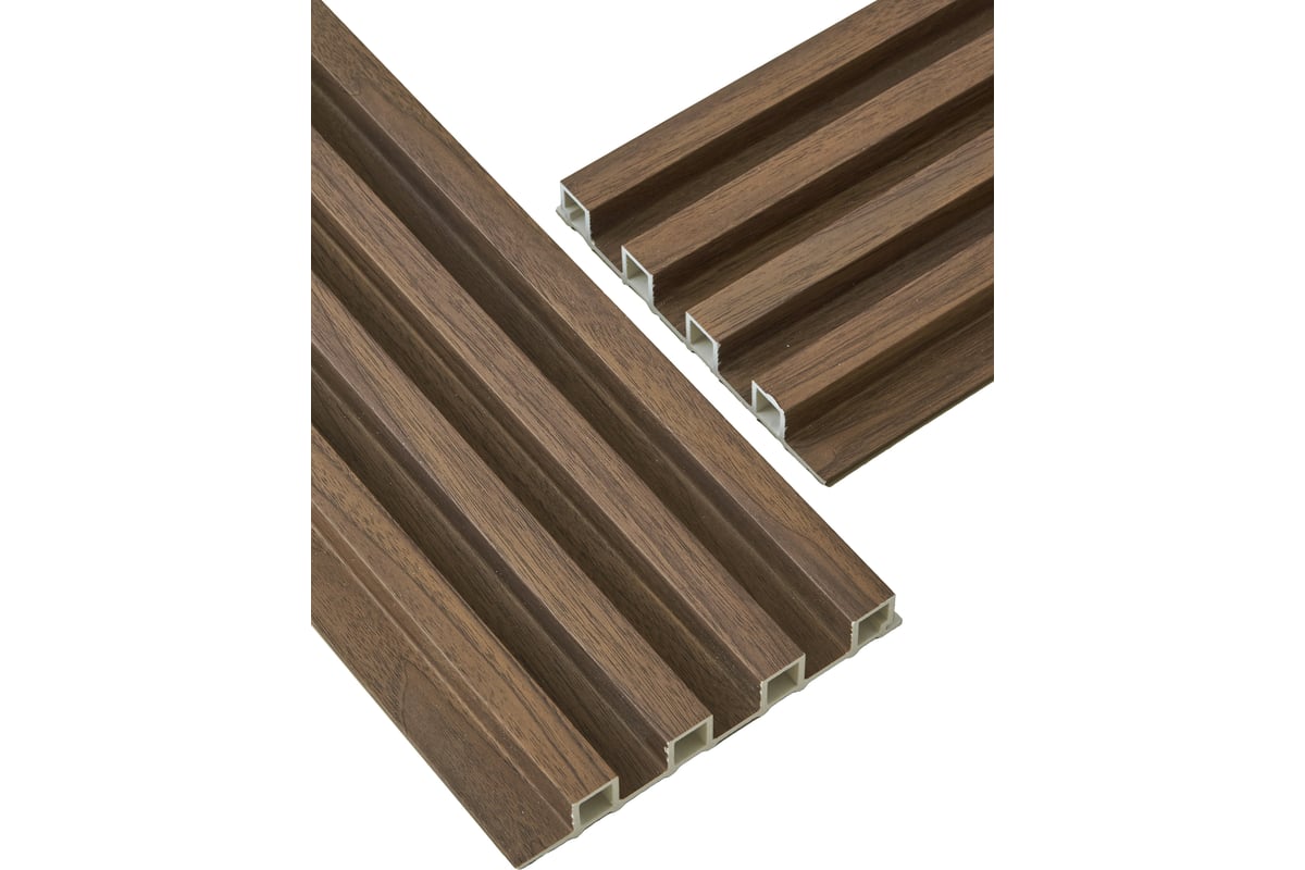 Реечные панели LAKO Комплект 10 шт., ПВХ Орех светлый 3000x160x23мм, 4 ...