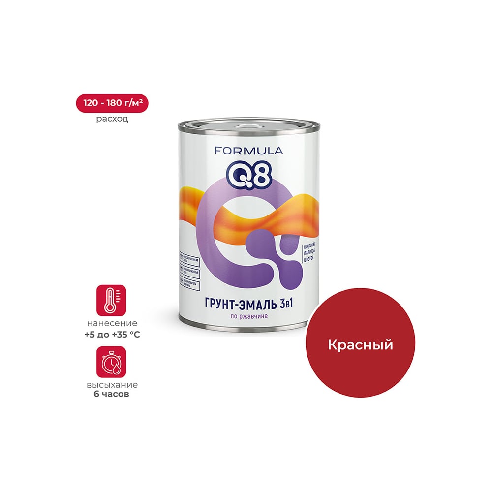 Грунт-эмаль по ржавчине ПРЕСТИЖ FORMULA Q8 красный, 0.9 кг 52033 ...