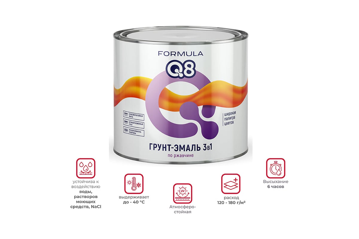 Грунт-эмаль по ржавчине ПРЕСТИЖ FORMULA Q8 красно-коричневый, 1.9 кг ...