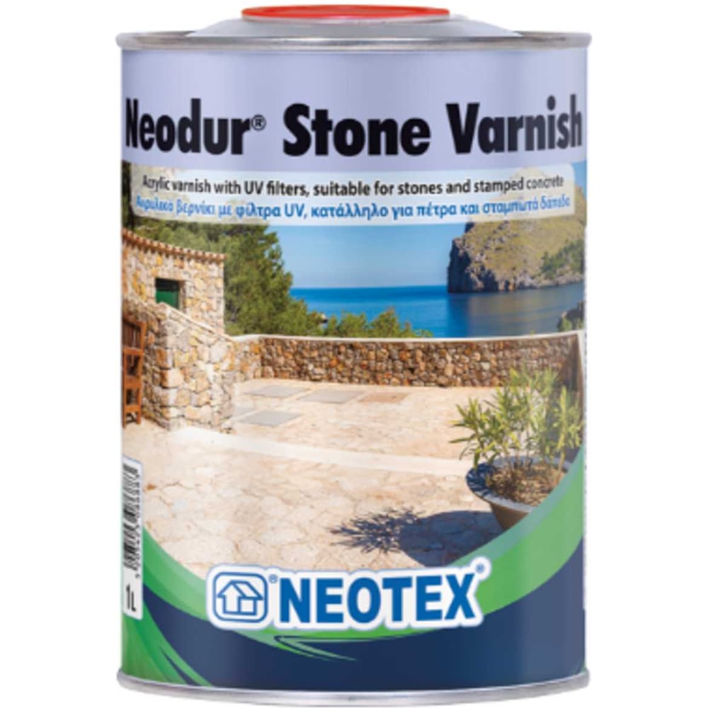 Акриловый УФ стойкий прозрачный лак NEOTEX Neodur Stone Varnish 1л ...
