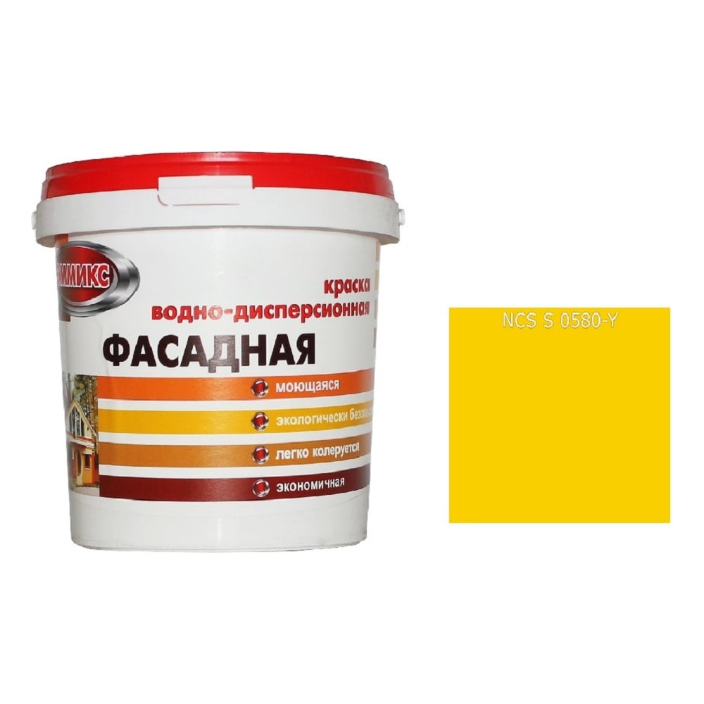 Краска Эммикс ВД для наружных работ моющаяся S 0580 Y (вед 2,7 л/3,8 кг ...