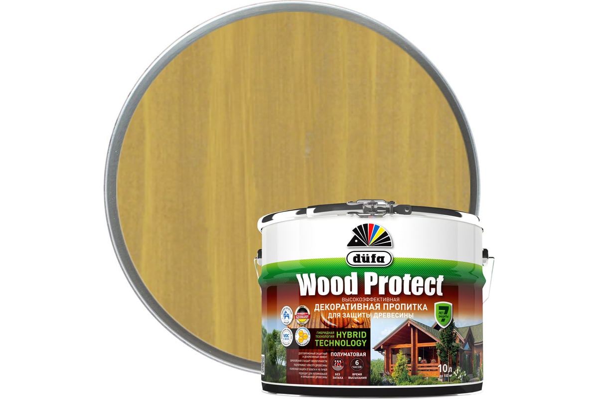 Пропитка для защиты древесины Dufa Wood Protect дуб 10 л Н0000007173 ...