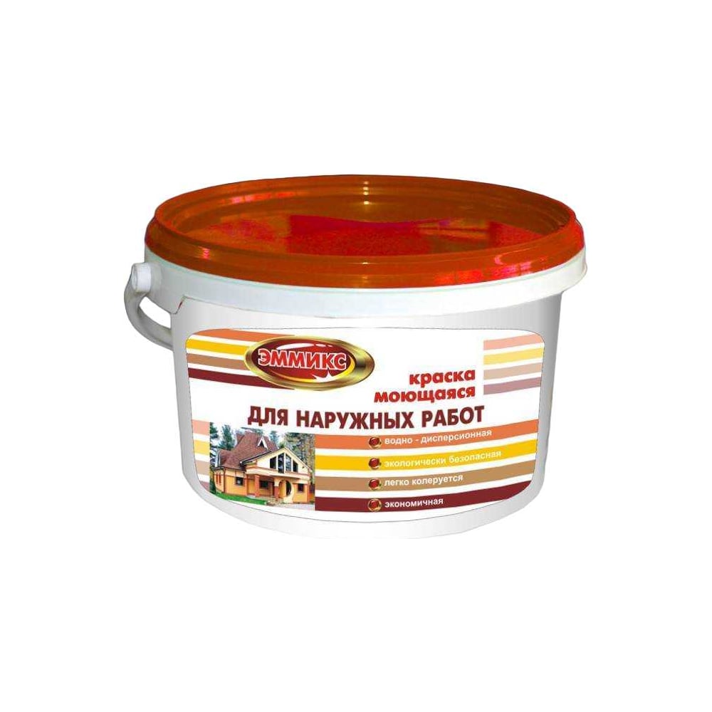 Краска ВД для наружных работ Эммикс моющаяся, S 0560 Y (ведро 9 л/12,6 ...